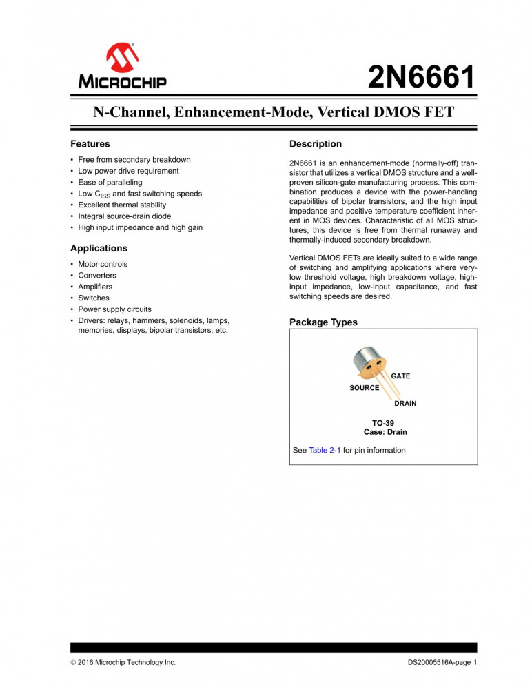 2N6661 datasheet page 1