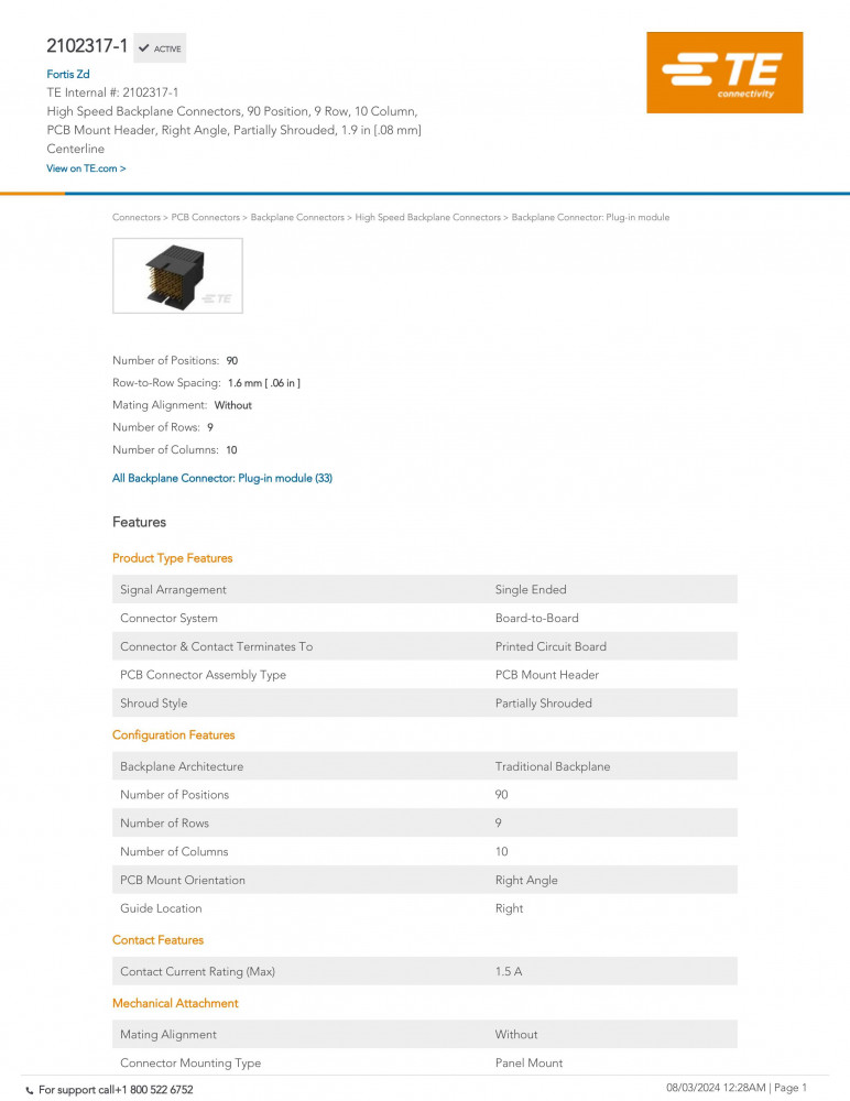 TE Connectivity 8-34071-1 technical document page 1