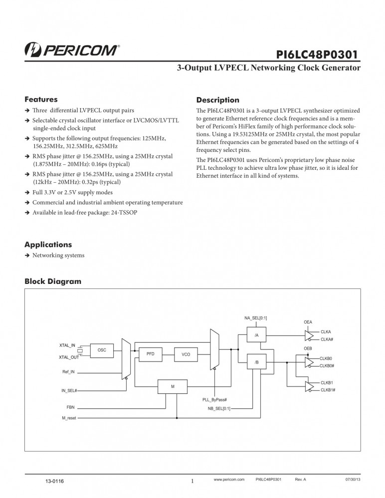 PI6LC48P0301LIE datasheet page 1