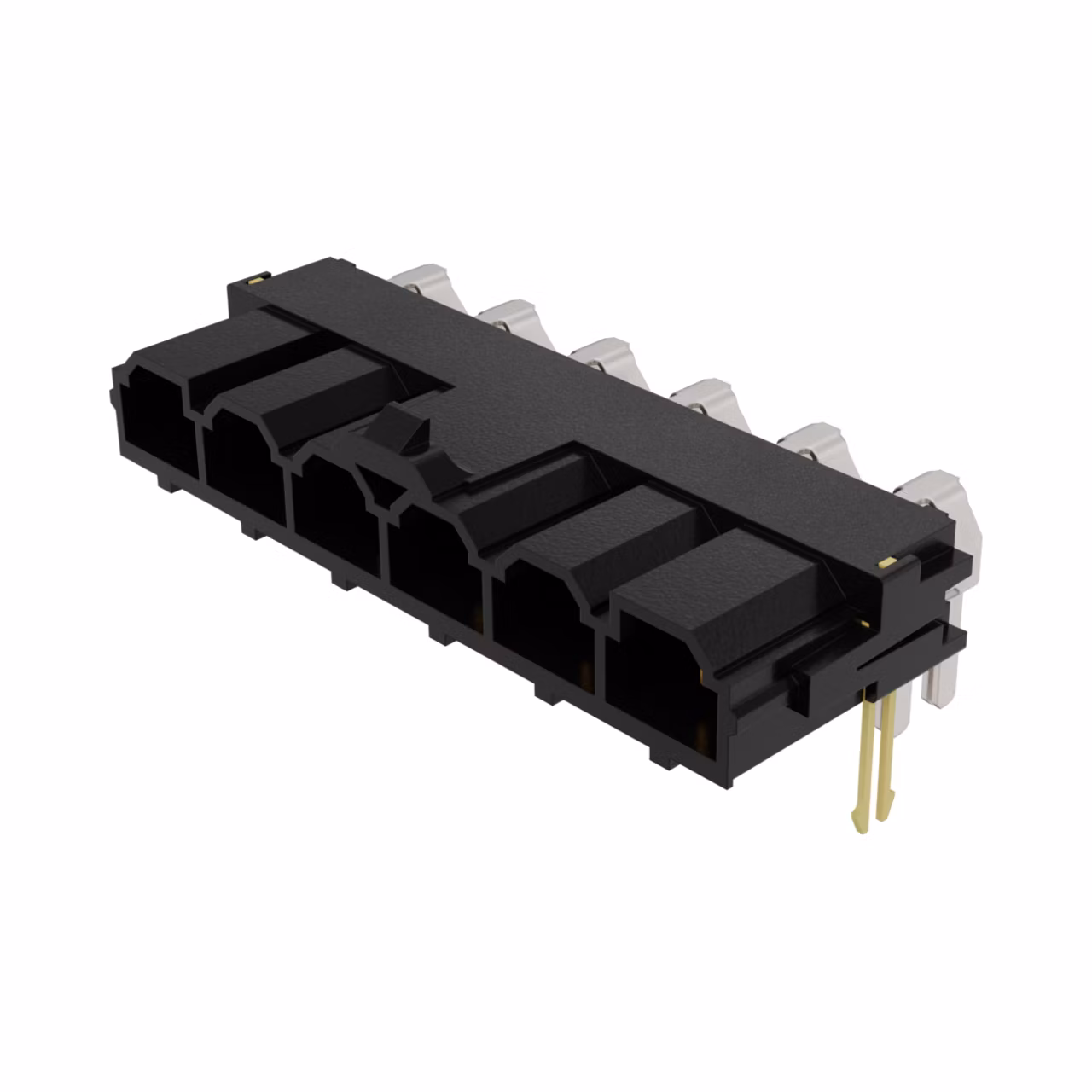 Mini-Fit Sr. Right-Angle Header, 10.00mm Pitch, Single Row, 6 Circuits, 8.30mm Tail Length, for 6.35mm PCB, 0.76µm Gold (Au) Plating, with Clip for sale