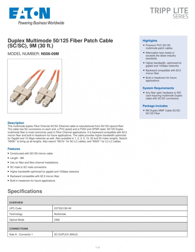 N506-09M technical document page 1
