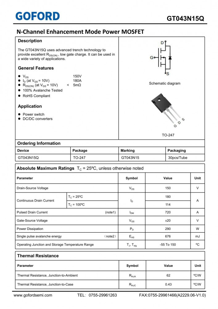 GT043N15Q datasheet page 1
