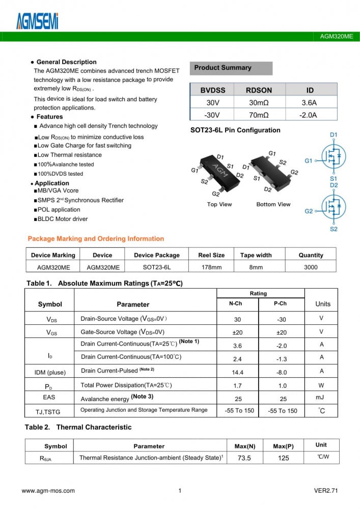 AGM320ME datasheet page 1