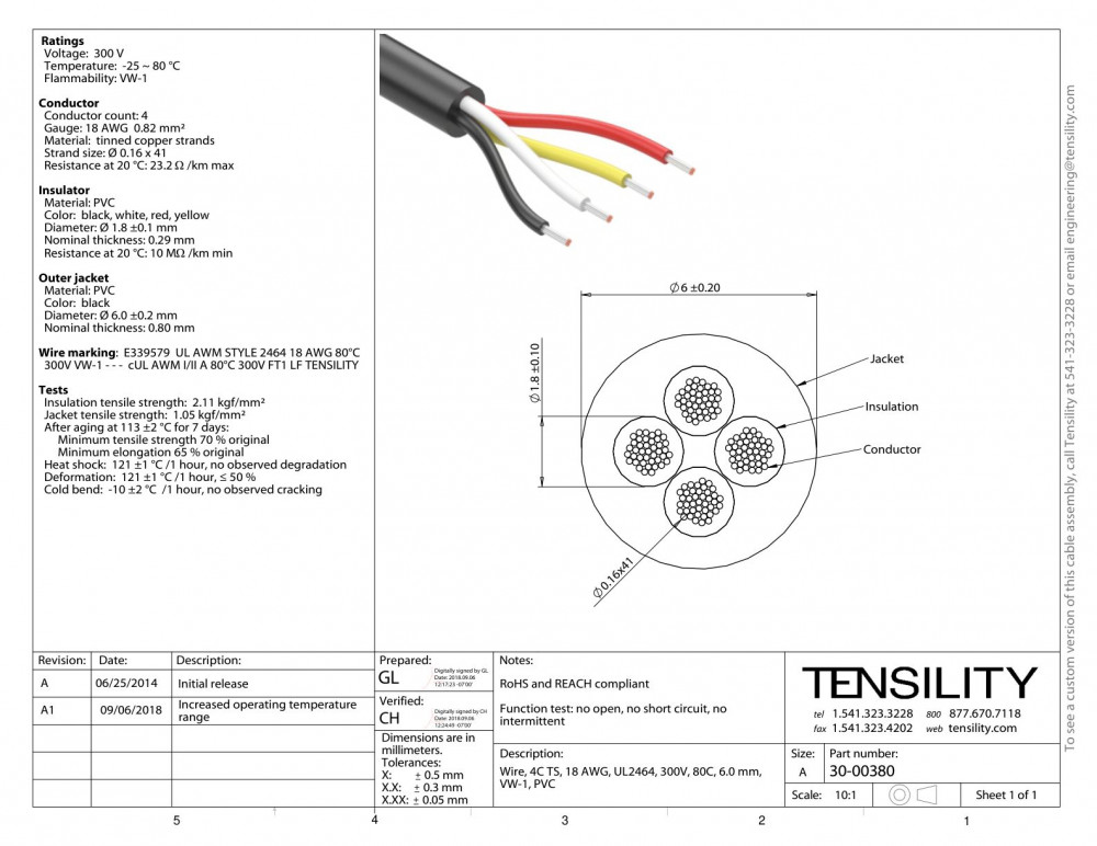 30-00380 product drawing and specification page