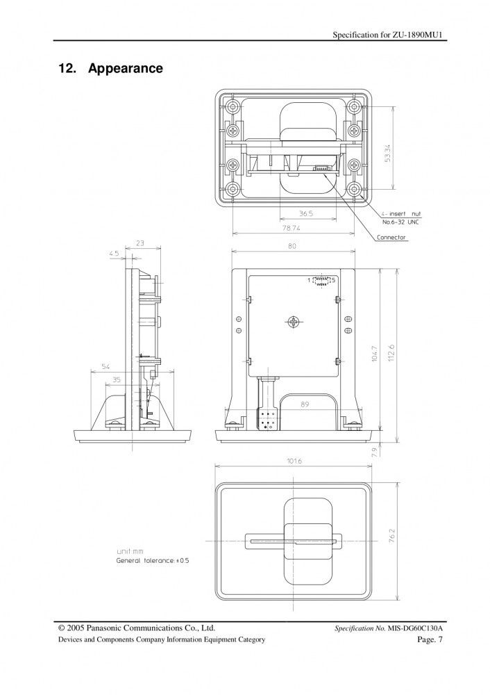 ZU-1890MU1 specification document page 10