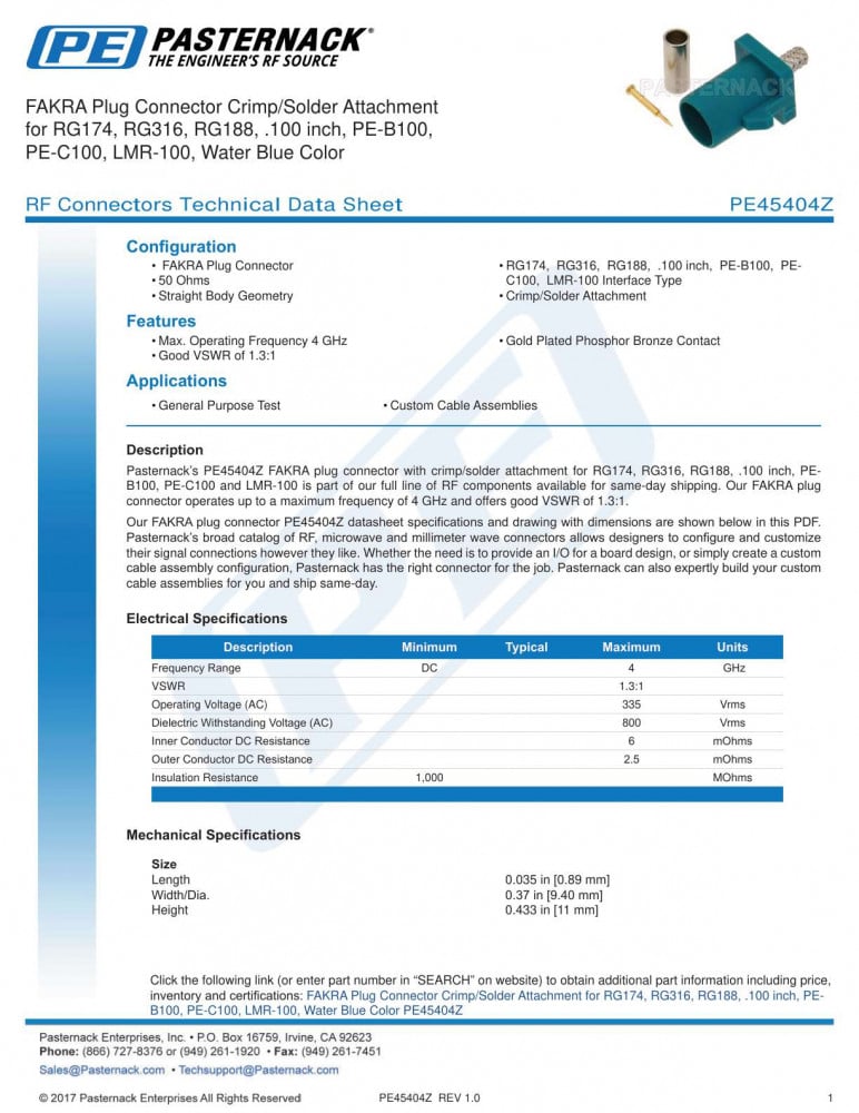 PE45404Z datasheet page 1
