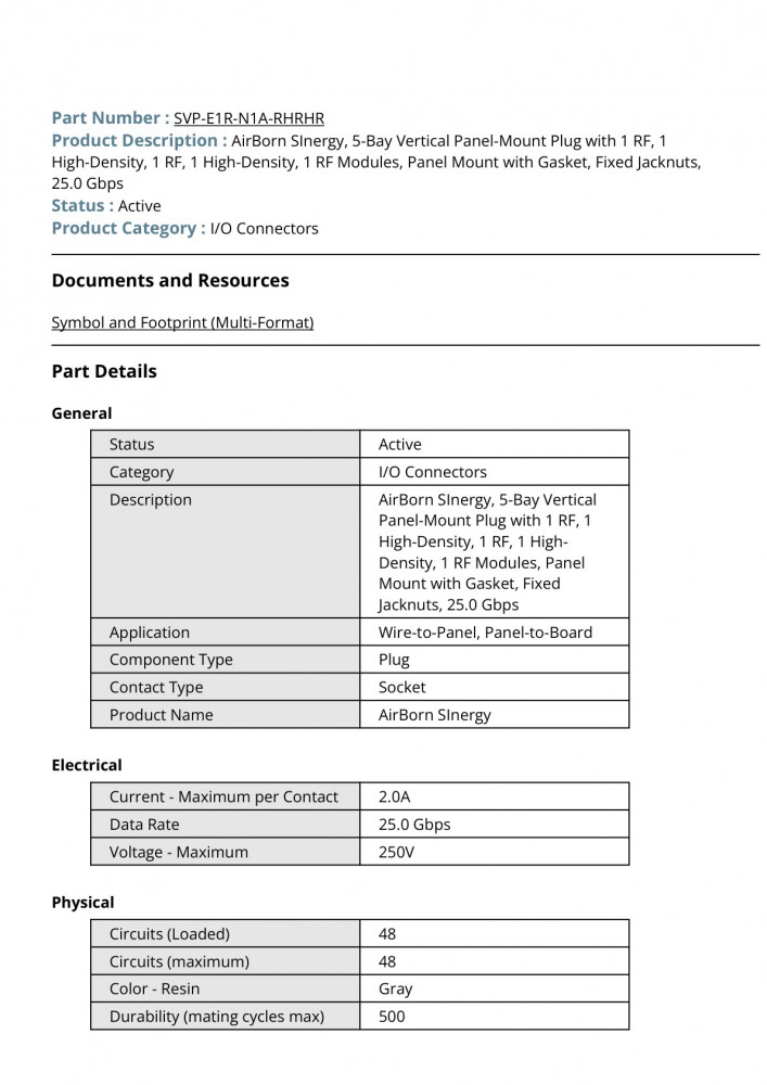 SVP-E1R-N1A-RHRHR product document image, page 1