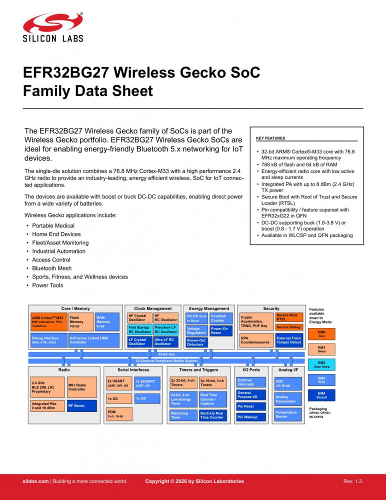 EFR32BG27 datasheet page 1