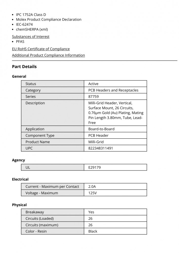 MOLEX 877592615 technical document preview, page 2