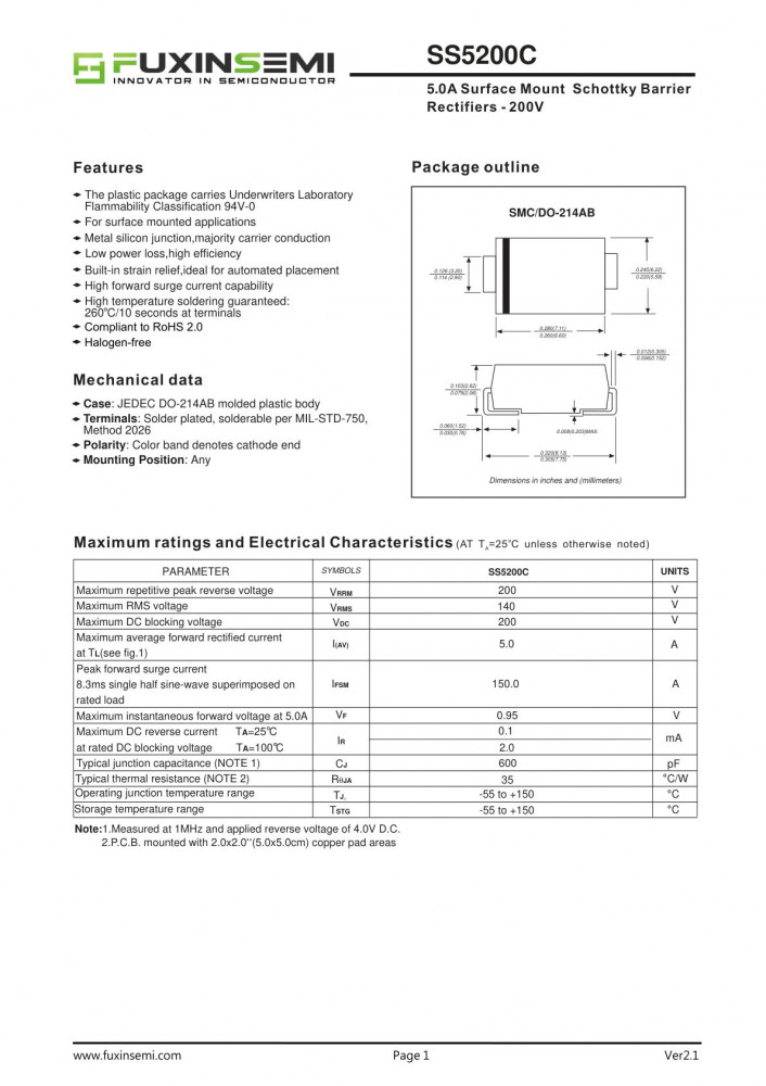 SS5200C datasheet page 1