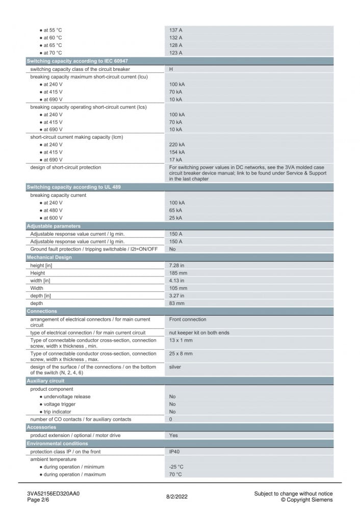 3VA5215-6ED32-0AA0 technical document page 2