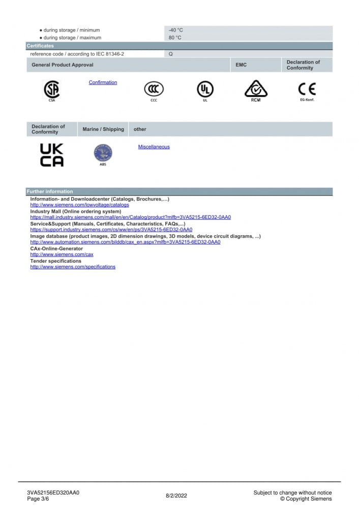 3VA5215-6ED32-0AA0 technical document page 3