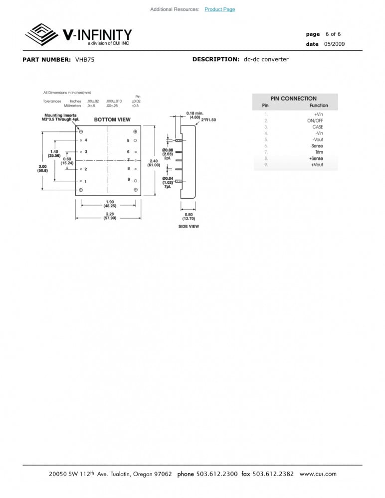 CUI VHB75 datasheet page 6