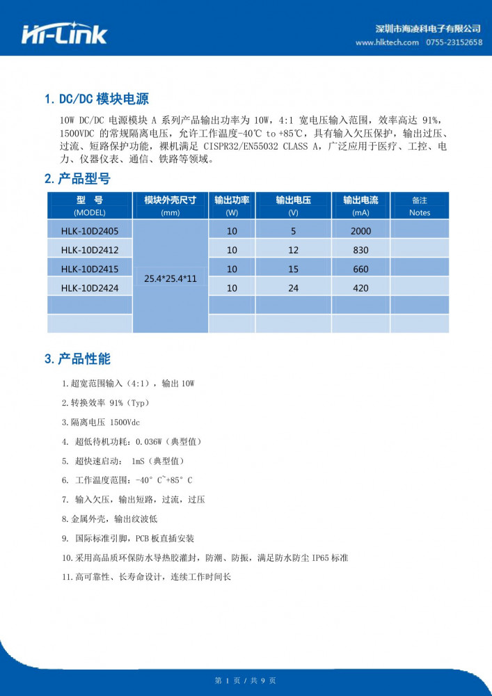 HLK-10D2412 datasheet page 3