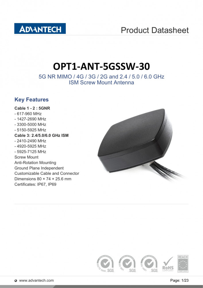 OPT1-ANT-5GSSW-30 technical document page 1