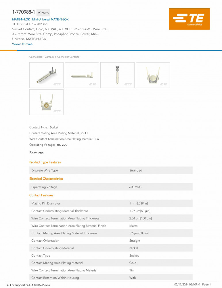 TE Connectivity 1-770988-1 document page 1
