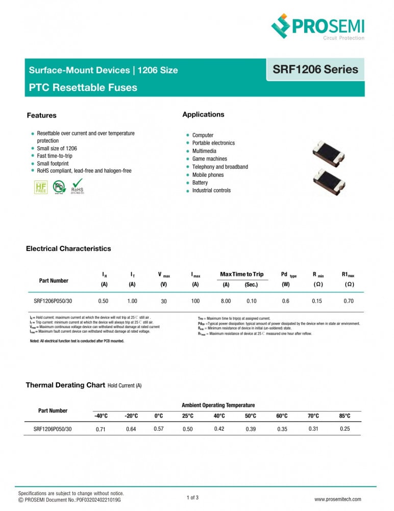 SRF1206P050/30 technical document page 1