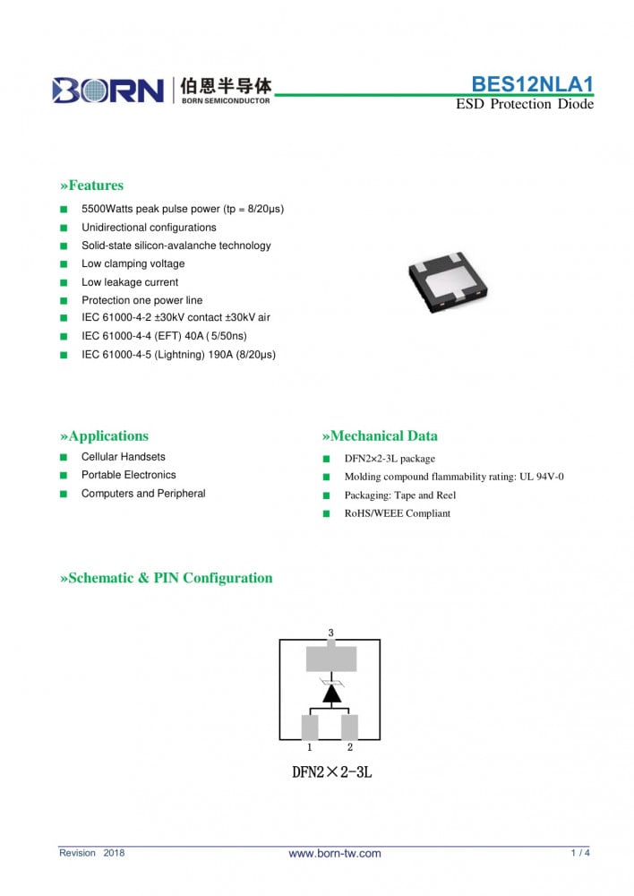 BES12NLA1 datasheet page 1