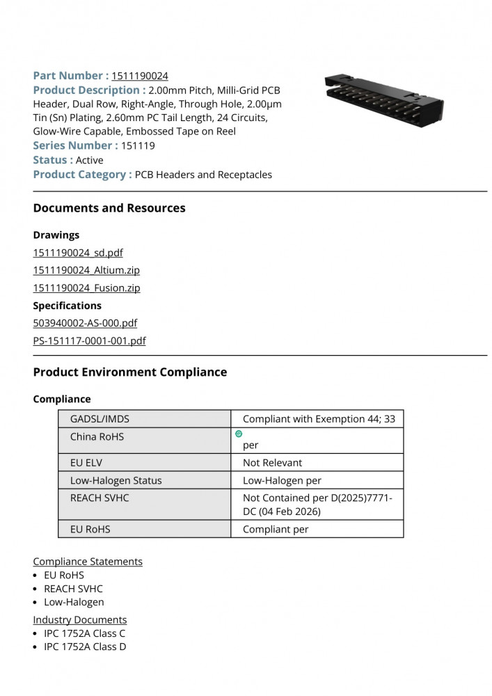Molex Milli-Grid specification, page image 1