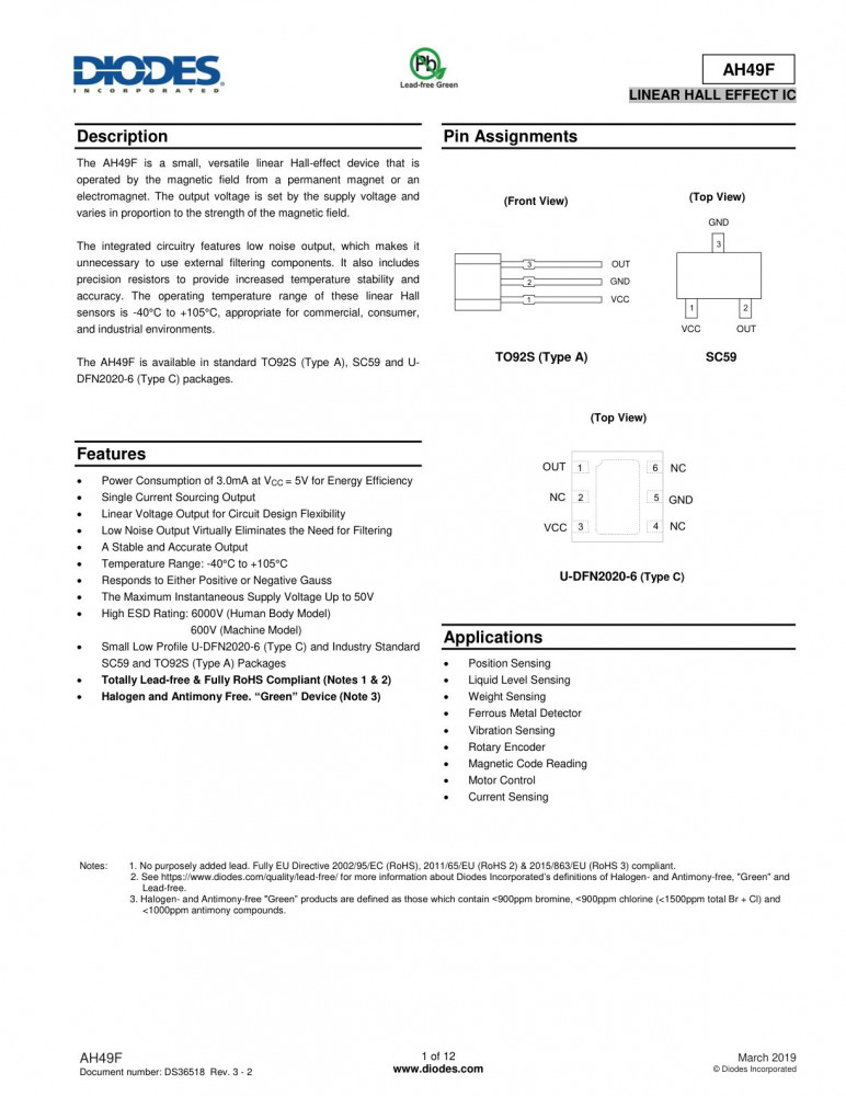 AH49F datasheet page 1