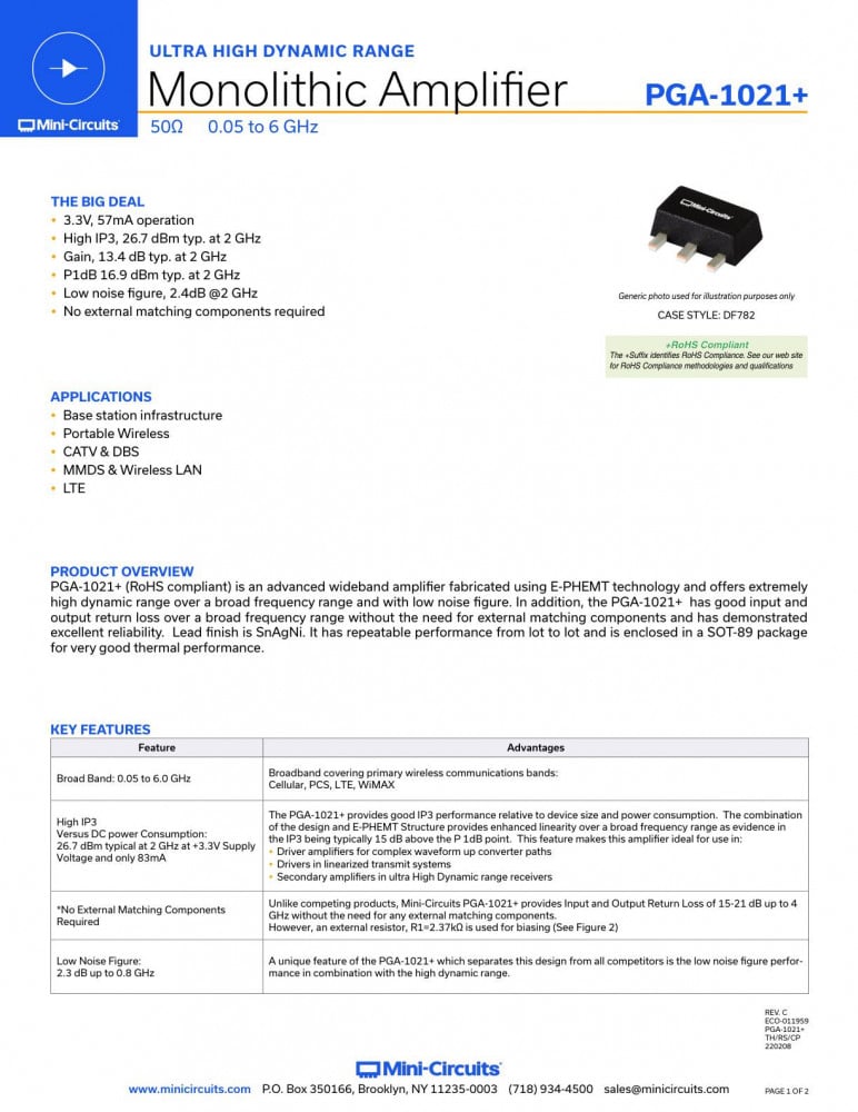 PGA-1021+ datasheet page 1