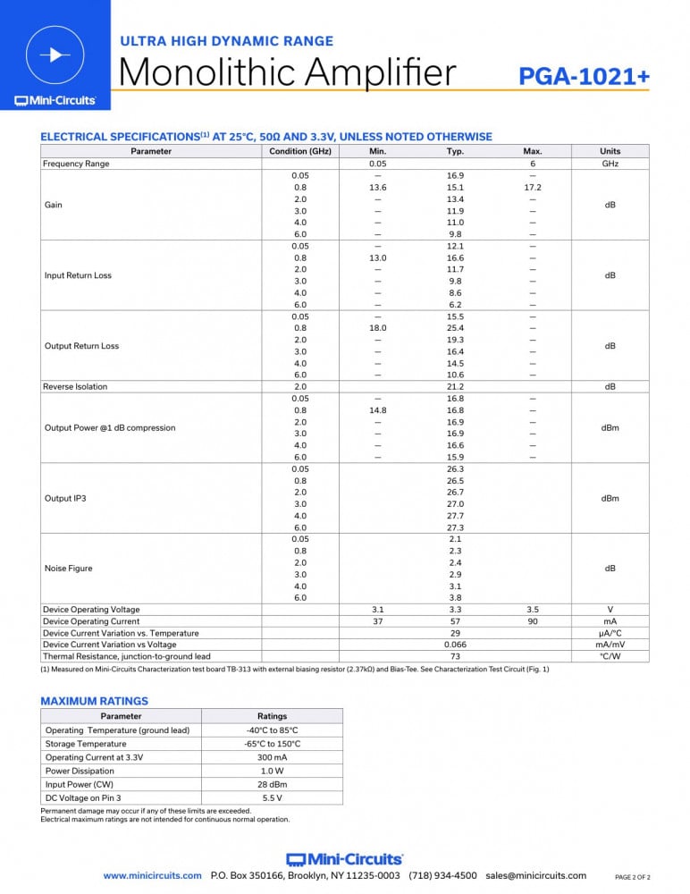 PGA-1021+ datasheet page 2