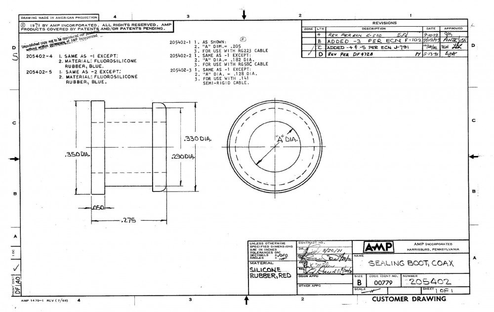 TE Connectivity AMP customer drawing for 205402-3