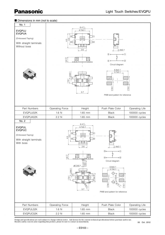 EVQPUA02K datasheet page 2
