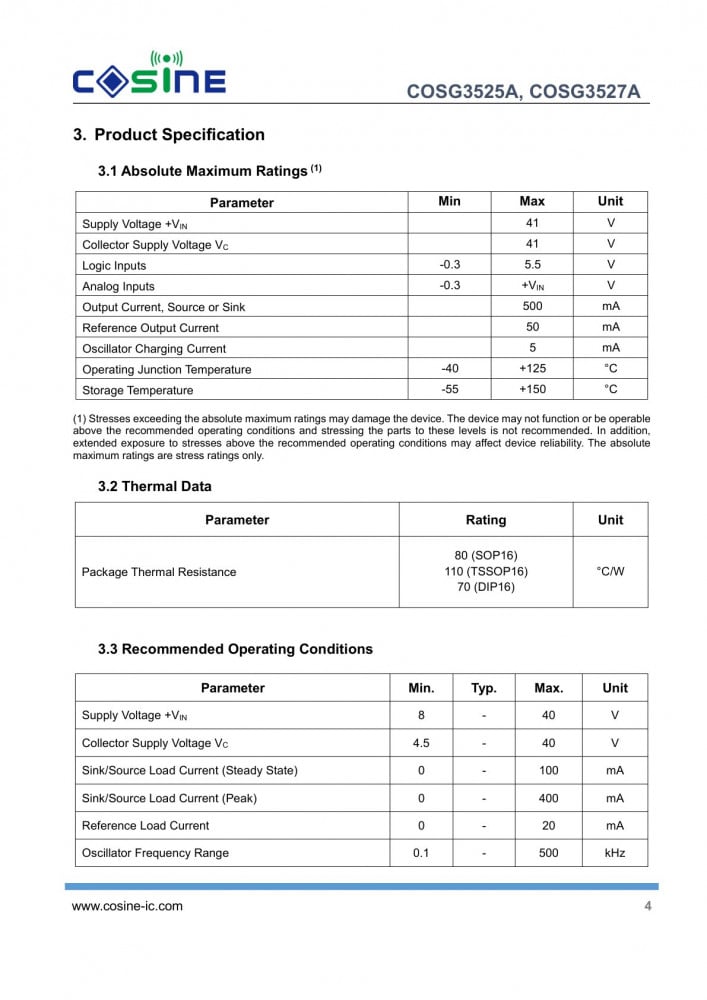 COSG3525ADWR2G datasheet page 4