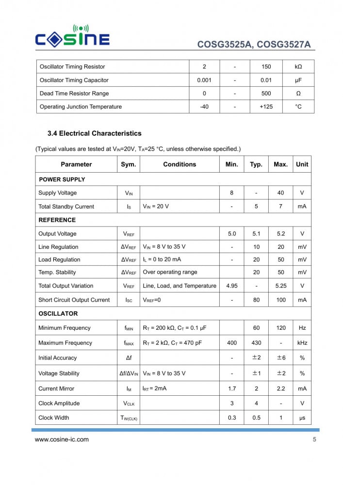 COSG3525ADWR2G datasheet page 5