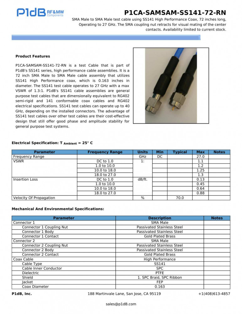 P1CA-SAMSAM-SS141-72-RN product document page 1