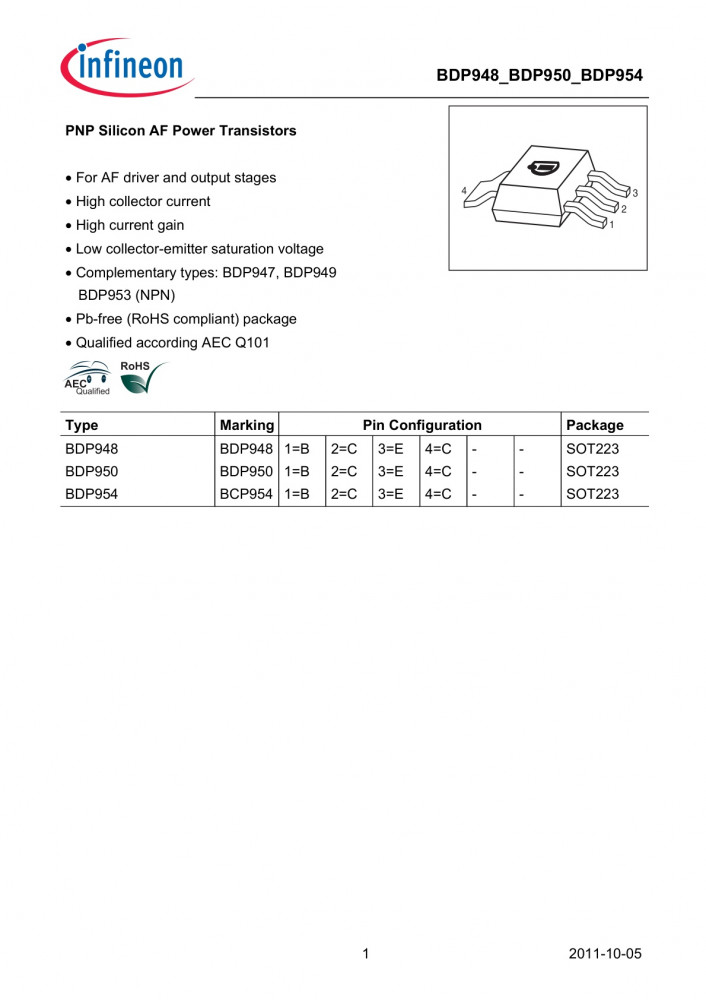 BDP950 datasheet page 1