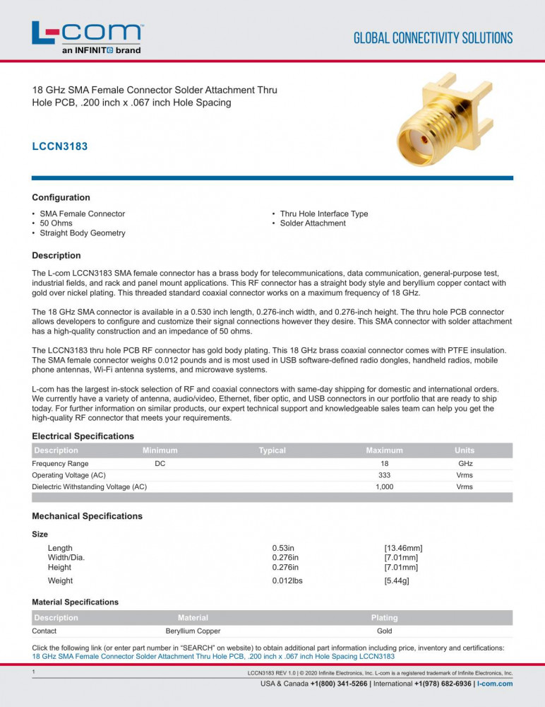 LCCN3183 technical document page 1