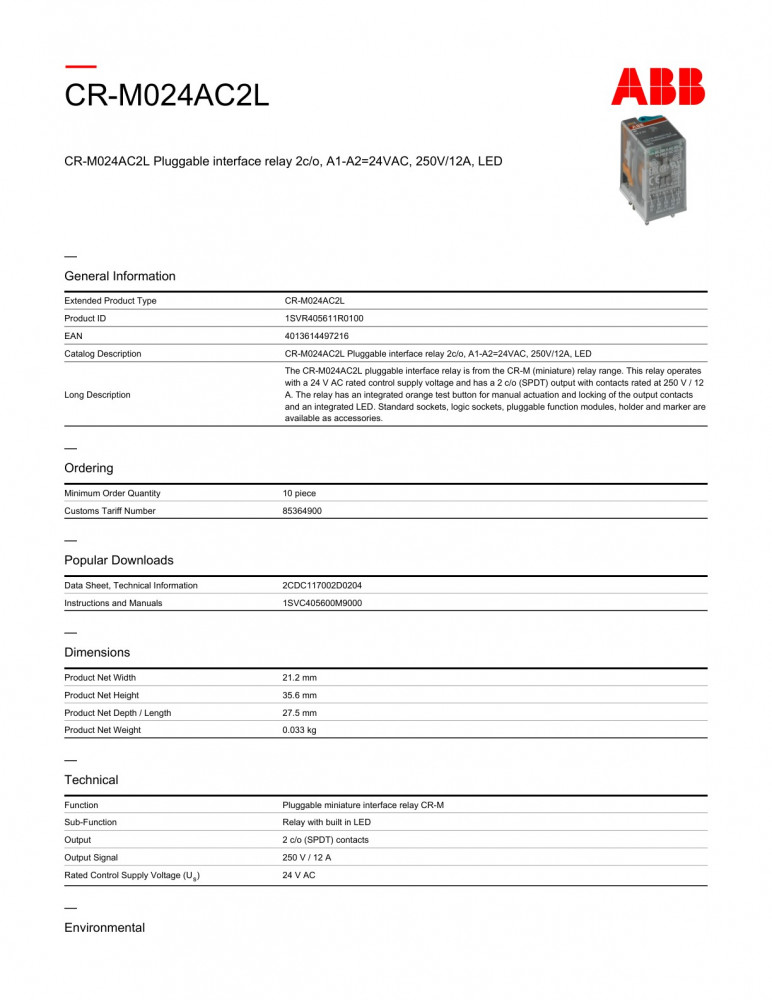 ABB CR-M024AC2L technical document page 1