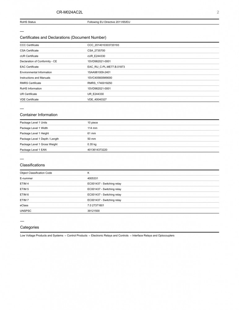 ABB CR-M024AC2L technical document page 2