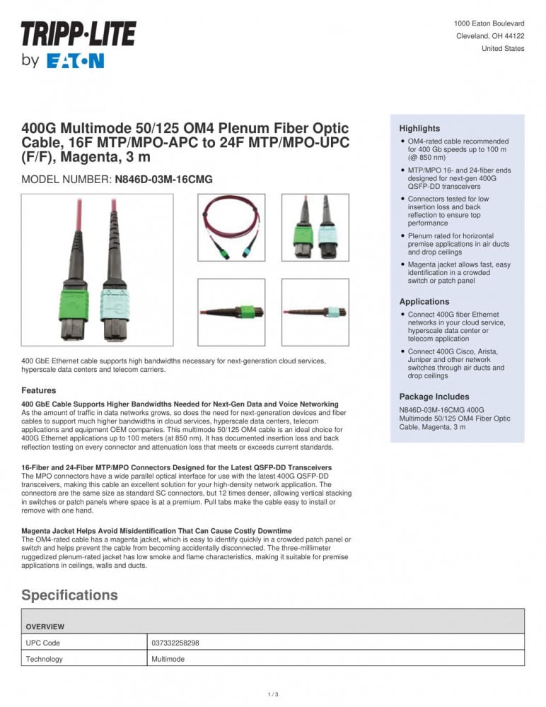 N846D-03M-16CMG technical document page 1