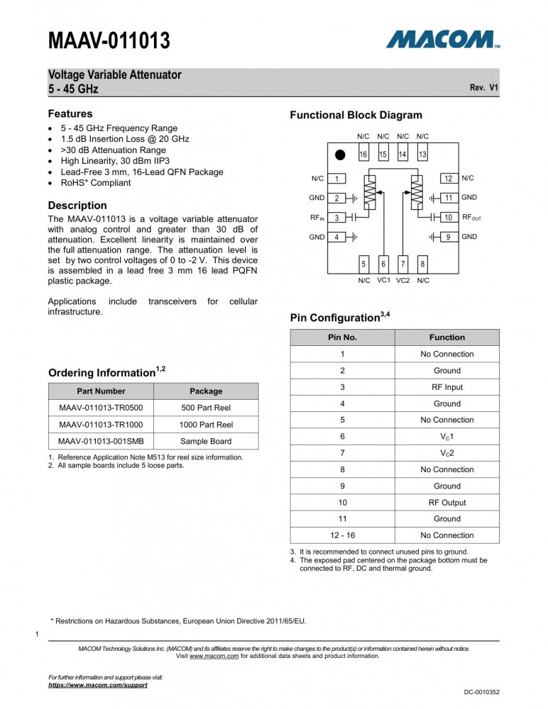 MAAV-011013 datasheet page 1