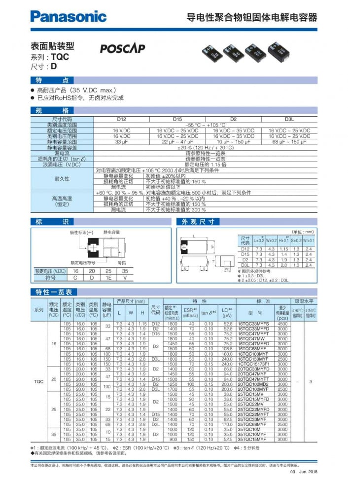 PANASONIC POSCAP TQC technical document page 2