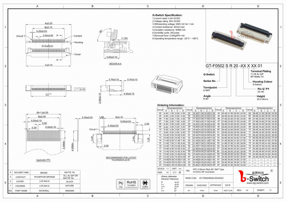 GT-F0502SR20-13SMT01 technical drawing