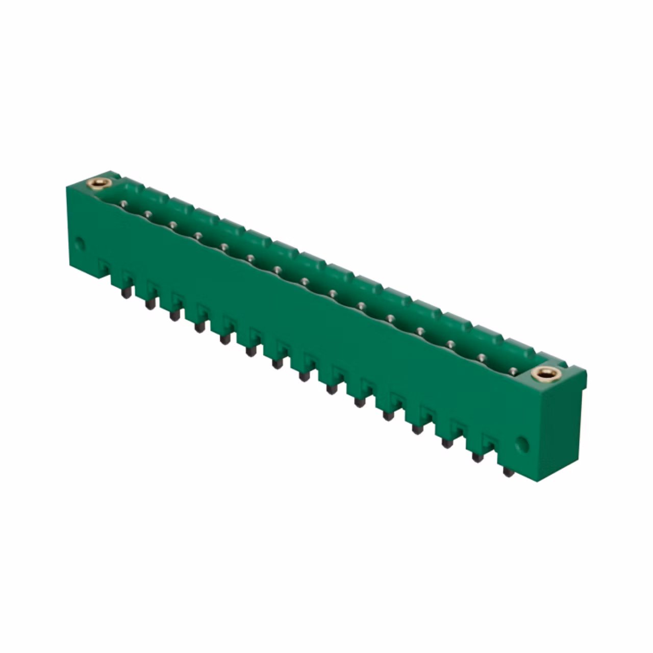 5.00mm Pitch Eurostyle Vertical PCB Header, with Threaded Retention Inserts, Green Housing, 15 Circuits for sale