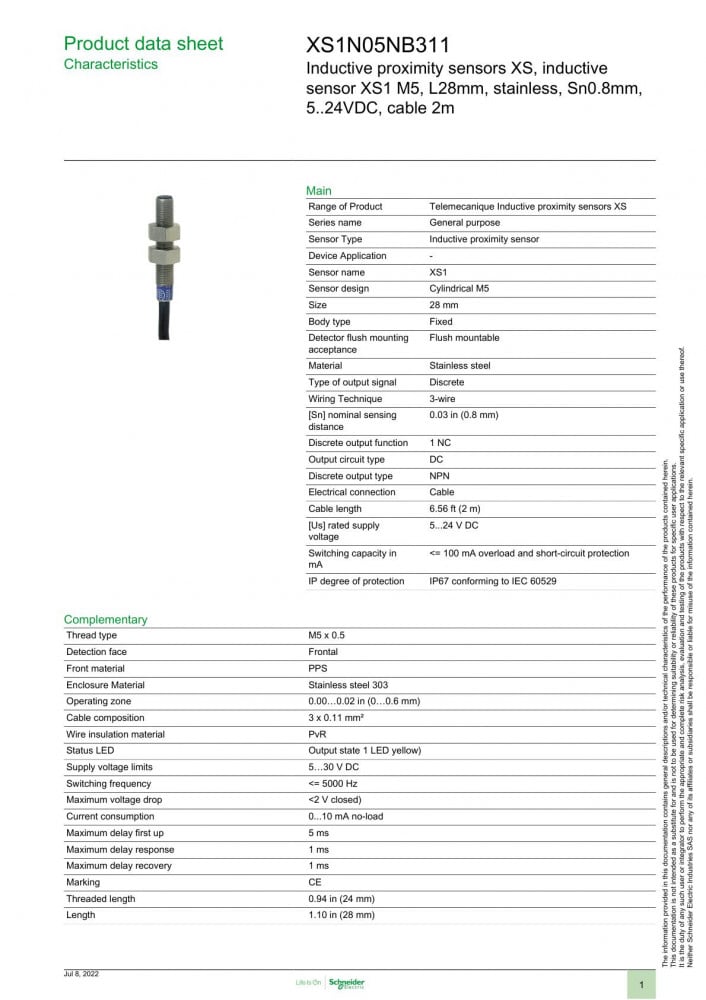 XS1N05NB311 datasheet page 1