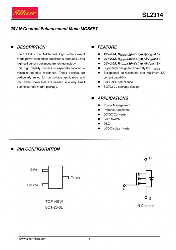 SL2314 datasheet page 1