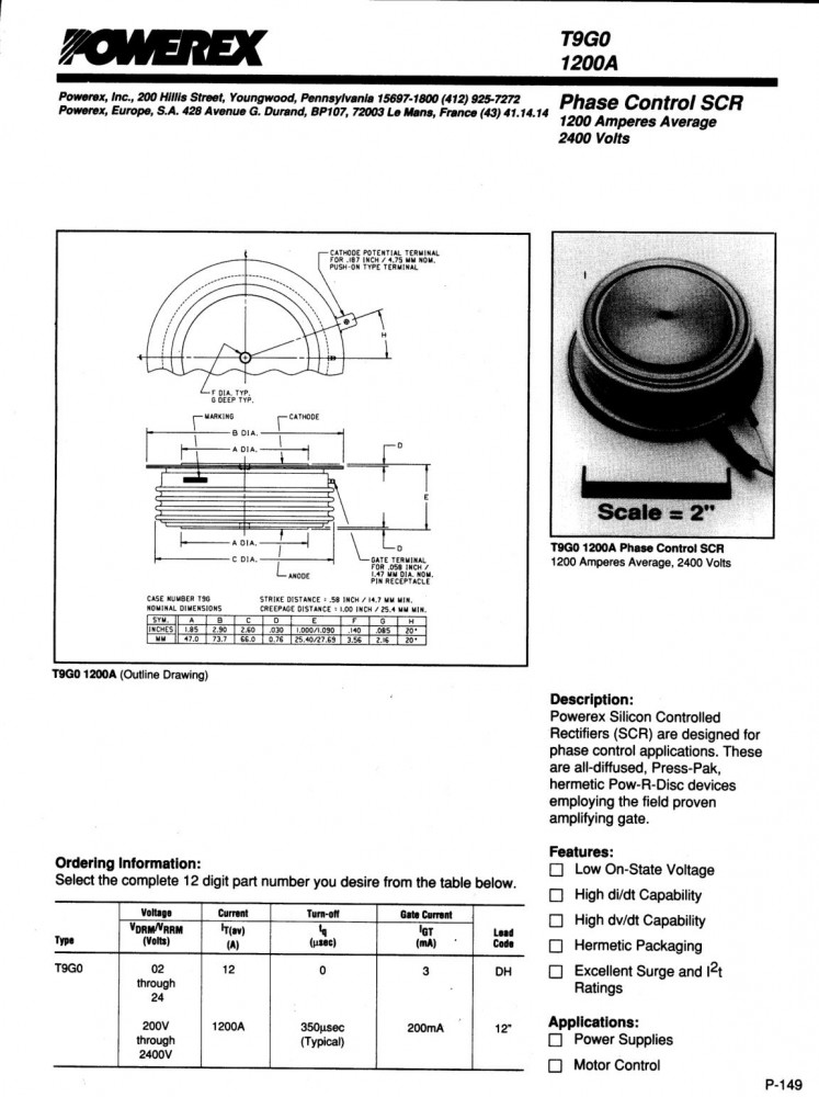 T9G phase control SCR datasheet page 1
