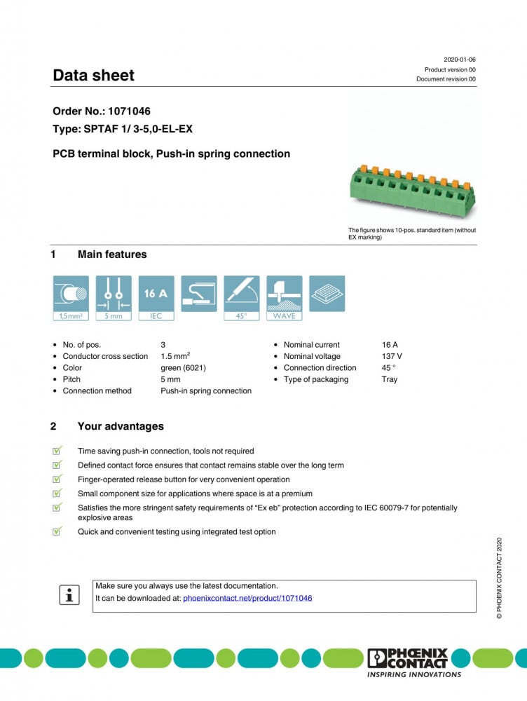 Phoenix Contact 1071046 datasheet page 1