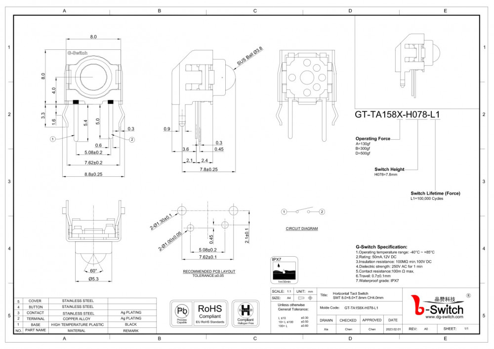 GT-TA158B-H078-L1 technical document preview