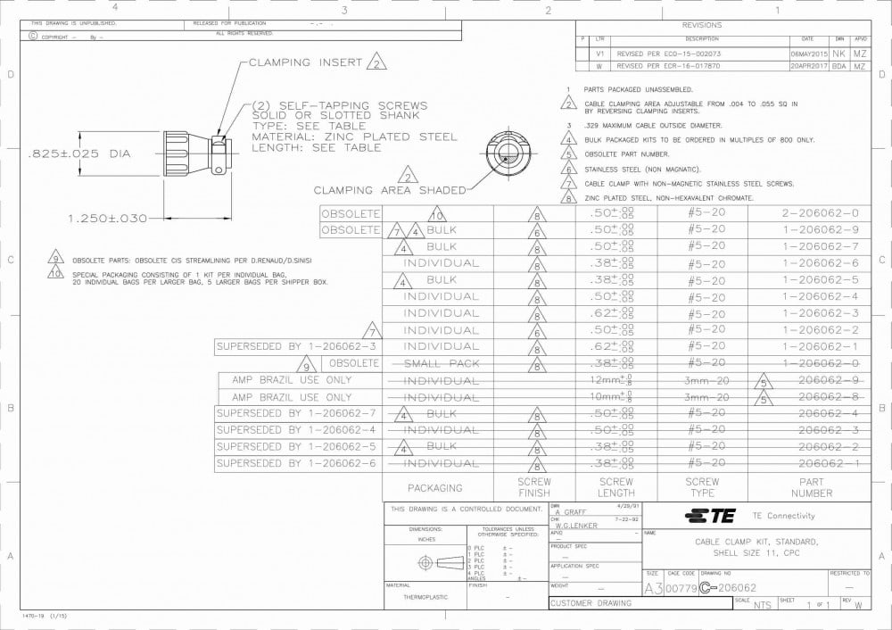 TE Connectivity 206062 controlled drawing preview