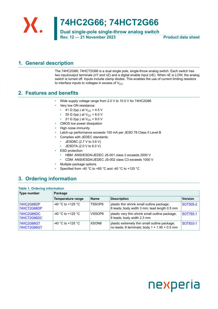 74HCT2G66GT,115 datasheet page 1