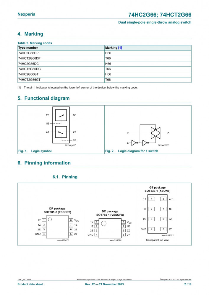 74HCT2G66GT,115 datasheet page 2