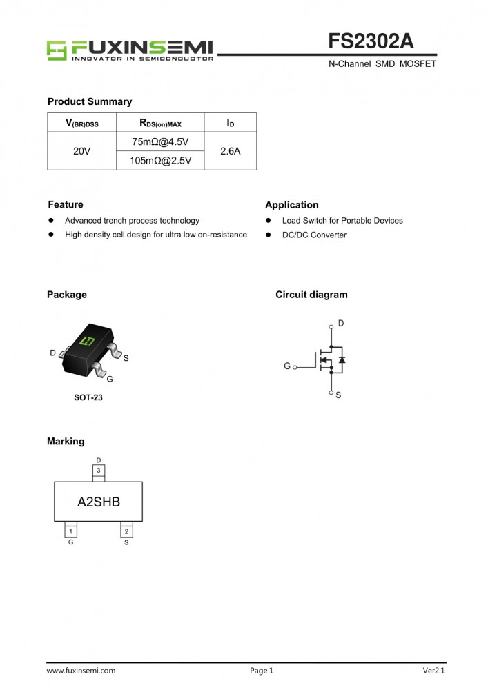 FS2302A datasheet page 1
