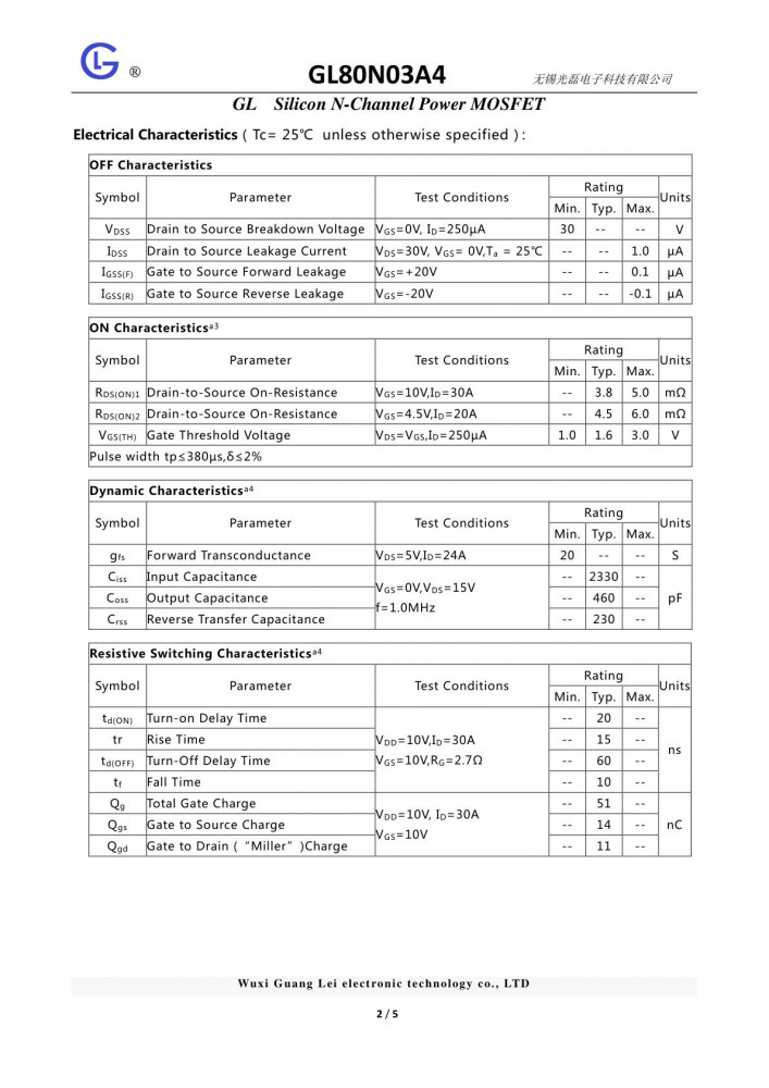 GL80N03A4 datasheet page 2